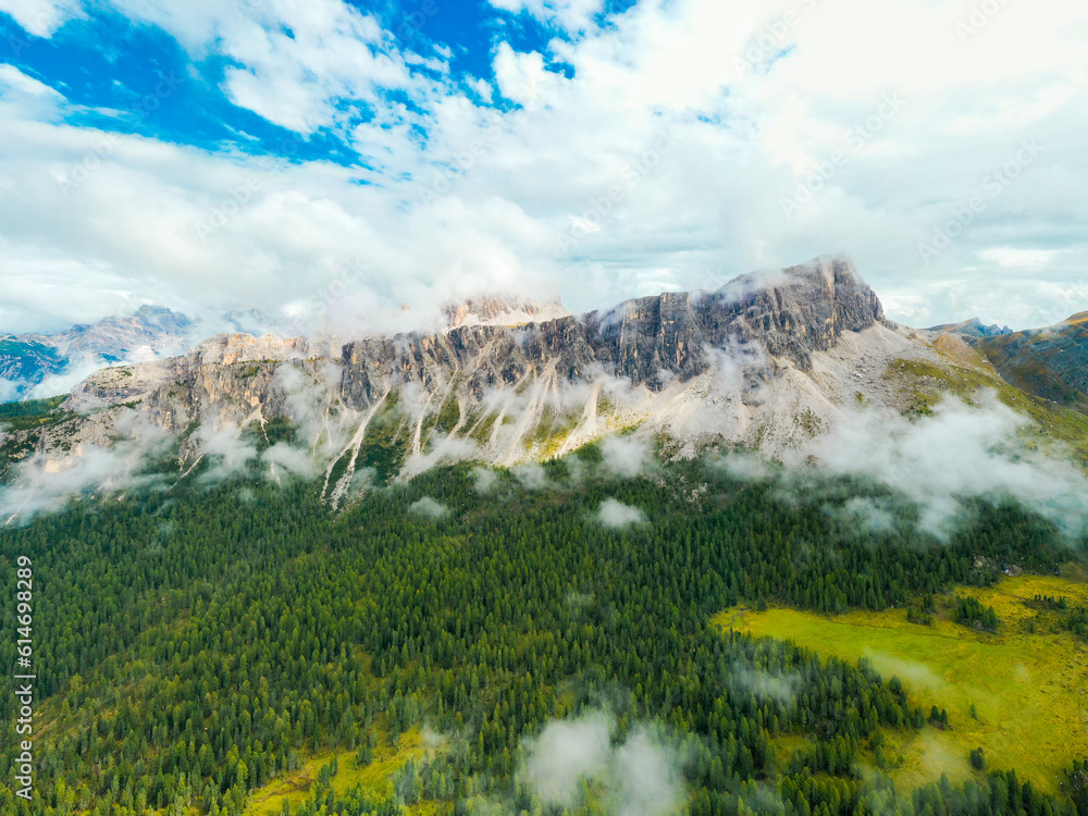 Panoramic view of breathtaking beauty of Rocky Dolomite Alps, where the ...
