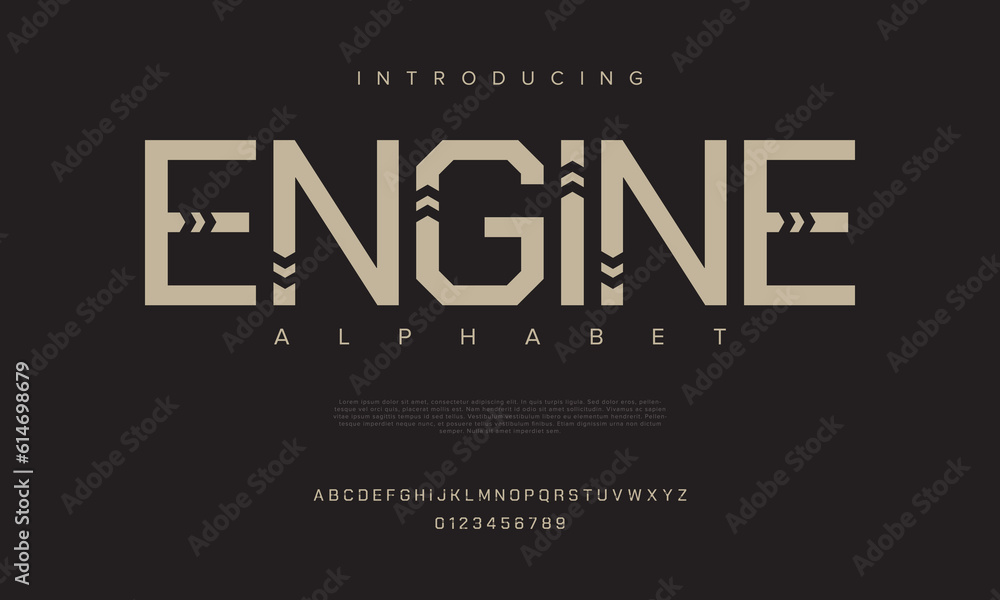 Vetor de Engine abstract sport, music, digital technology logo font ...