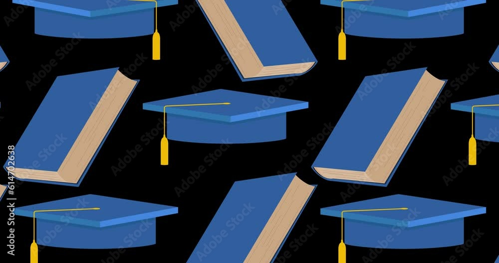Graduation cap with books animation. Education concept video ...