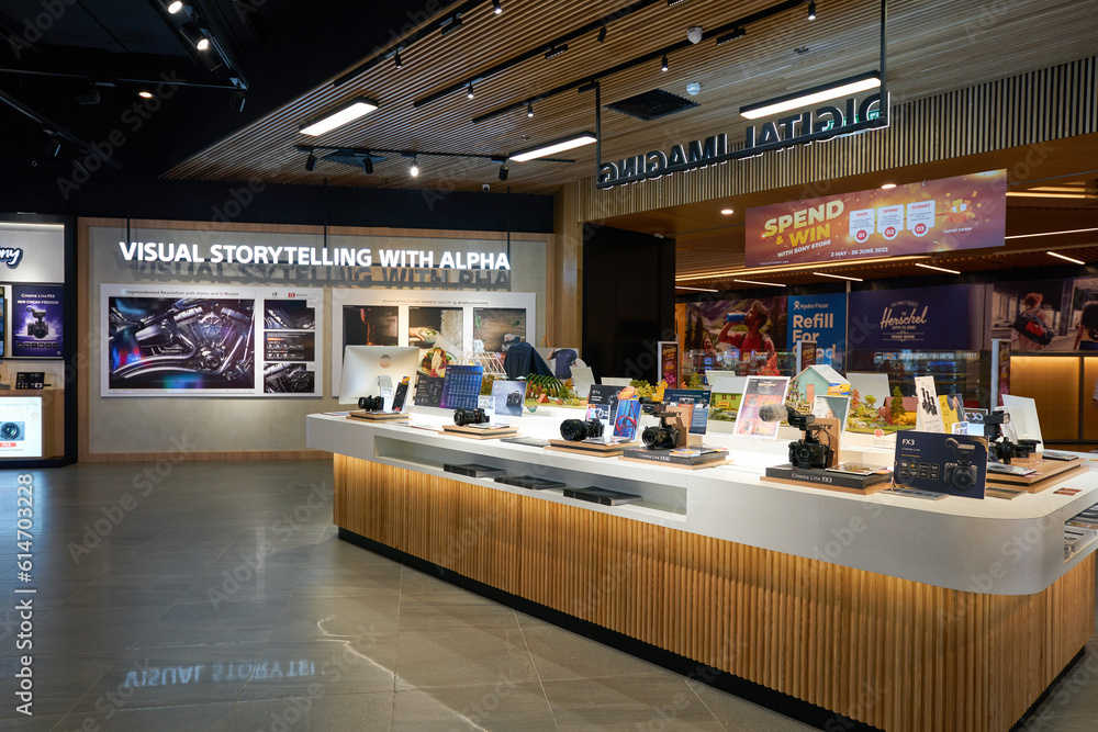 KUALA LUMPUR, MALAYSIA - MAY 27, 2023: interior shot of Sony Store in ...
