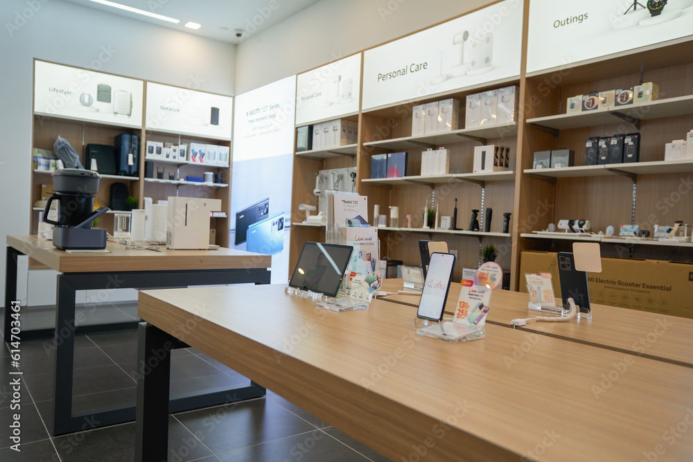 KUALA LUMPUR, MALAYSIA - MAY 27, 2023: goods on display at Xiaomi ...