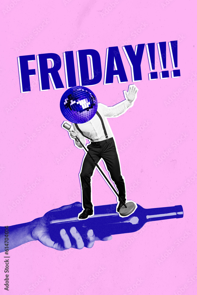 Headless performer surreal concert collage discoball drinking alcohol ...