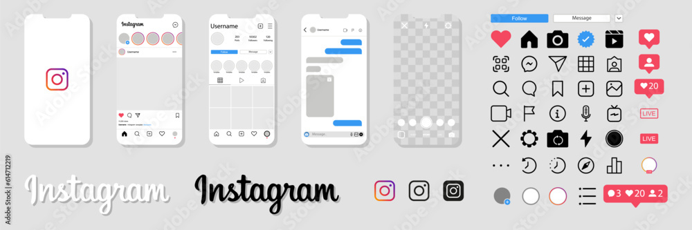 Big set of Instagram buttons. Social media. Instagram collection icons ...