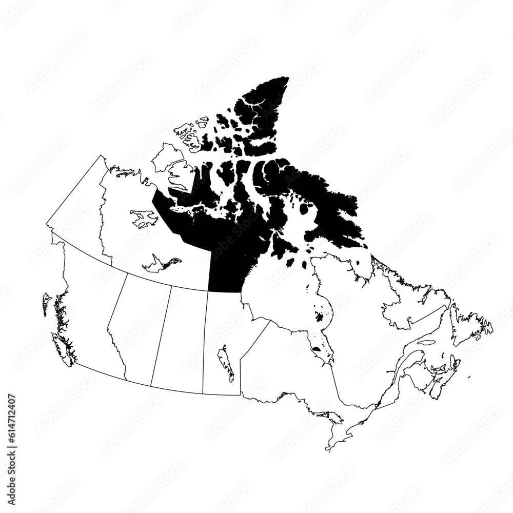 Vector map of the province of Nunavut highlighted highlighted in black ...