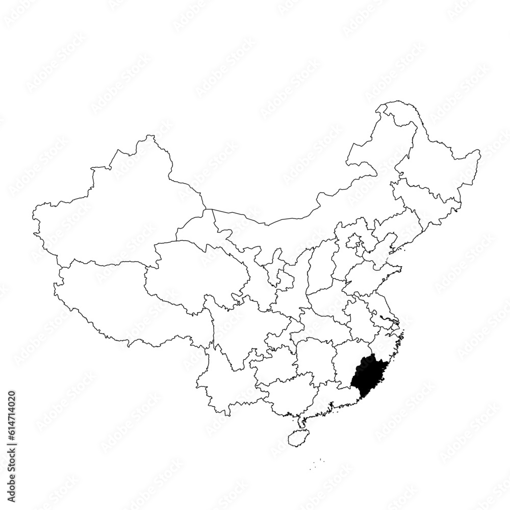 Vector map of the province of Fujian highlighted highlighted in black ...