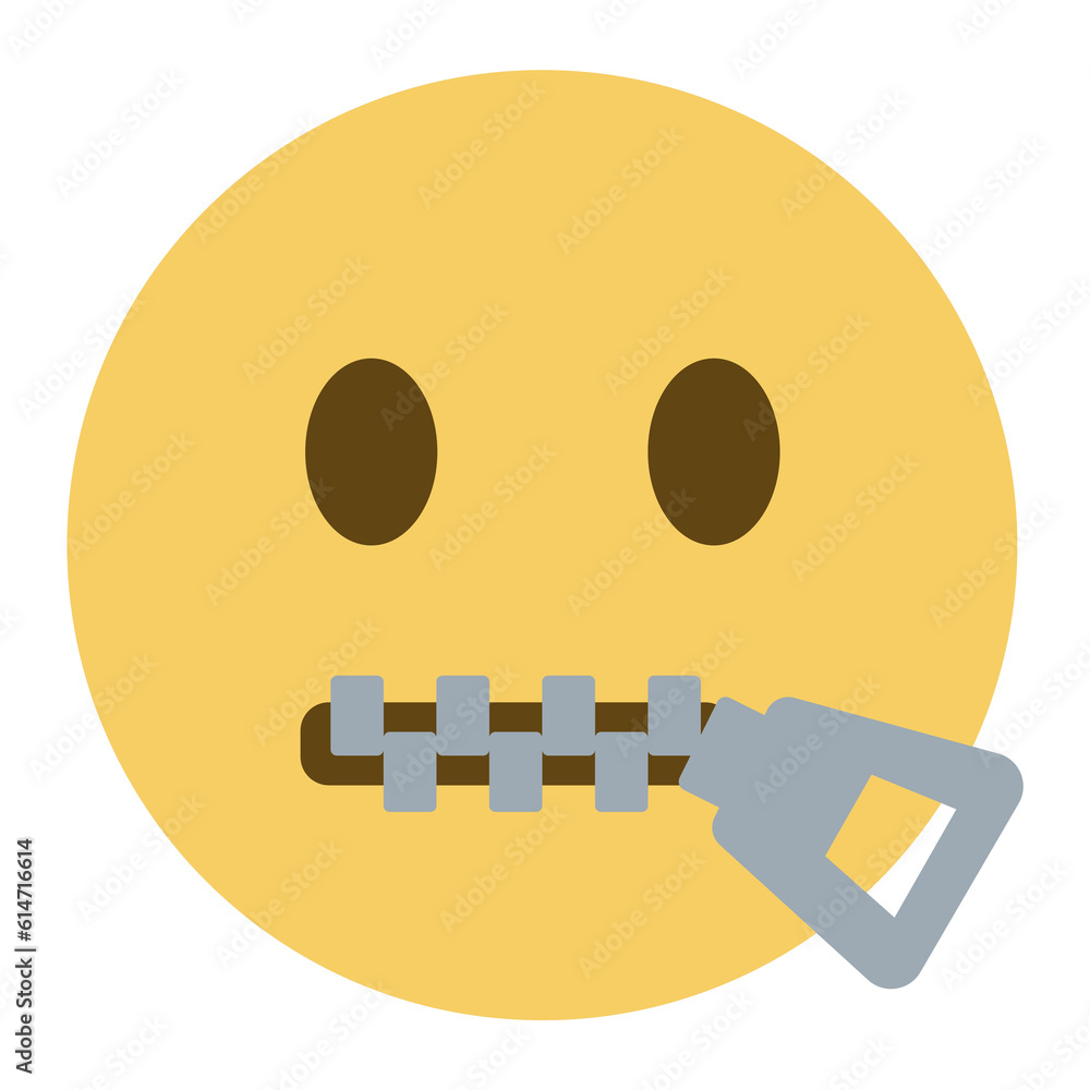 Top quality emoticon. Zip mouth emoji. Silent emoticon with closed ...