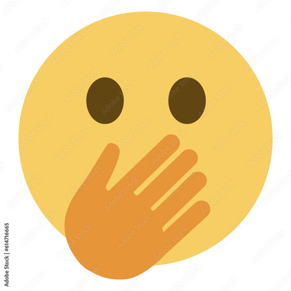 Top quality emoticon. Embarrassed emoticon, cover mouth with hand ...