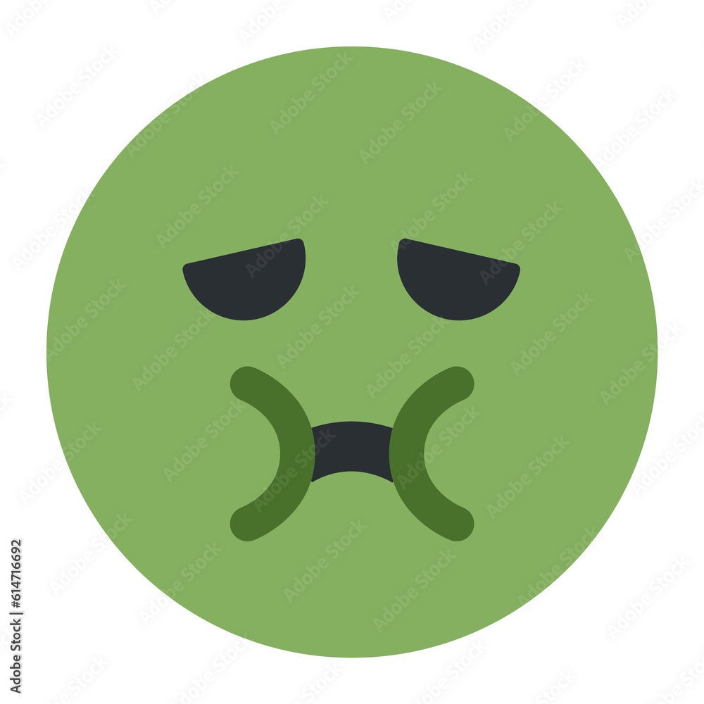 Top quality emoticon. Holding back vomit emoji. Green emoticon face ...