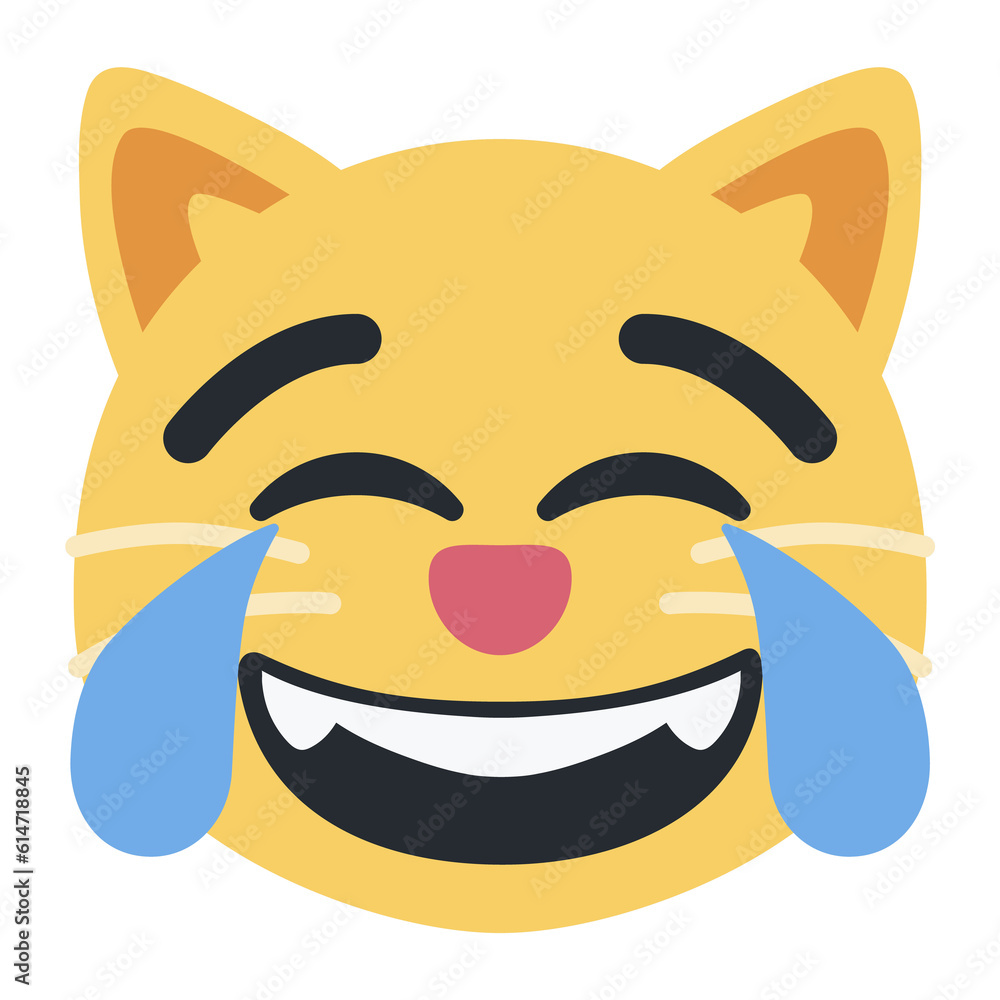 Cat with Tears of Joy vector emoji icon. A cartoon cat variant of Face ...