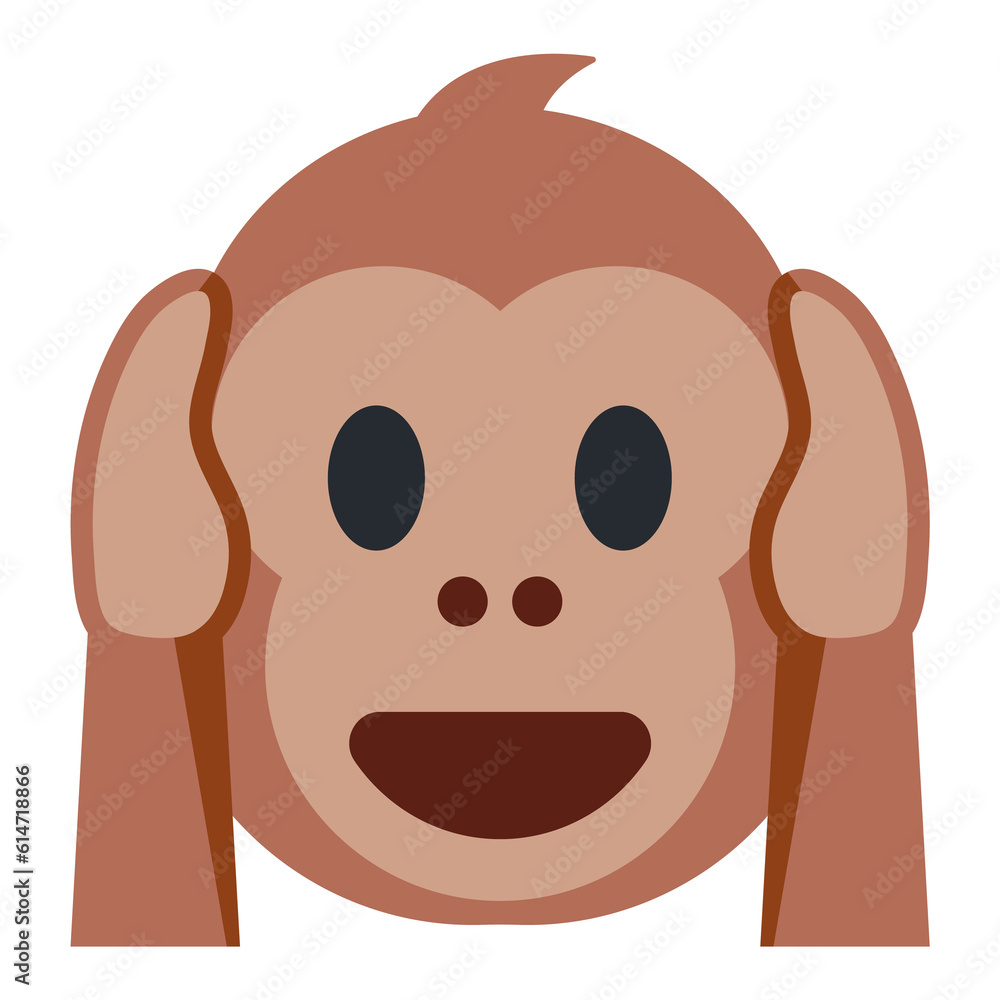 Hear-No-Evil Monkey vector emoji icon. Depicted as the brown Monkey ...