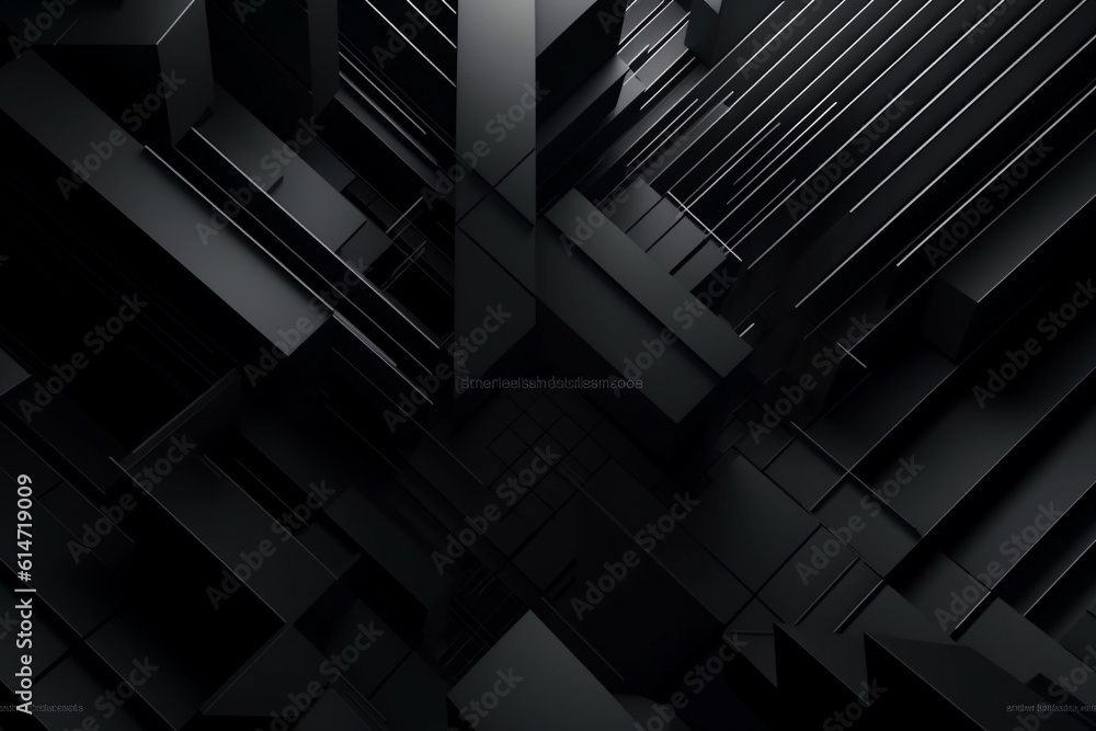 Black, Tech Background with a Geometric 3D Structure. Dark, Minimal ...
