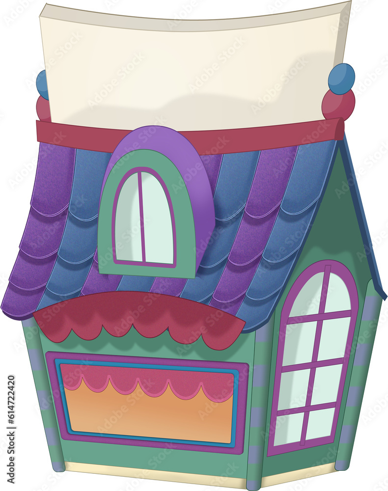 cartoon scene with amusement park fufair house ticket or ice cream ...