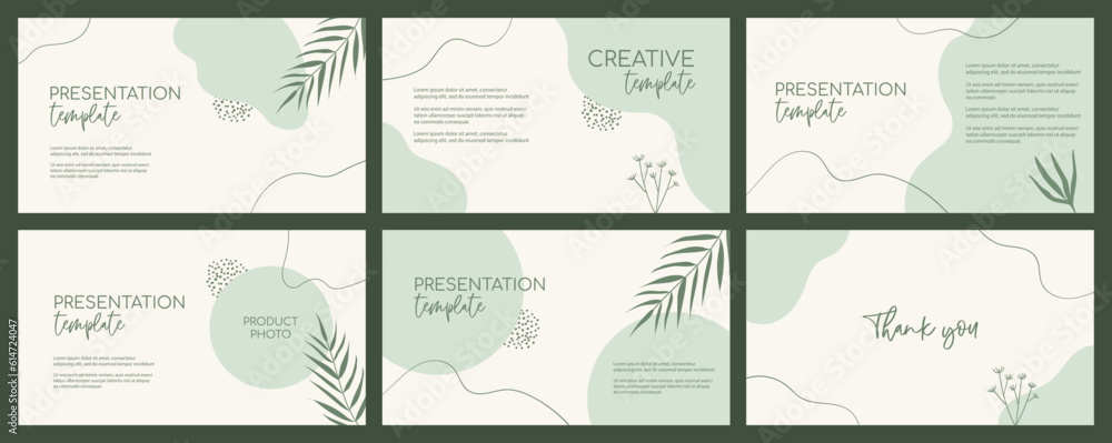 Presentation organic green templates. Natural floral green minimal ...