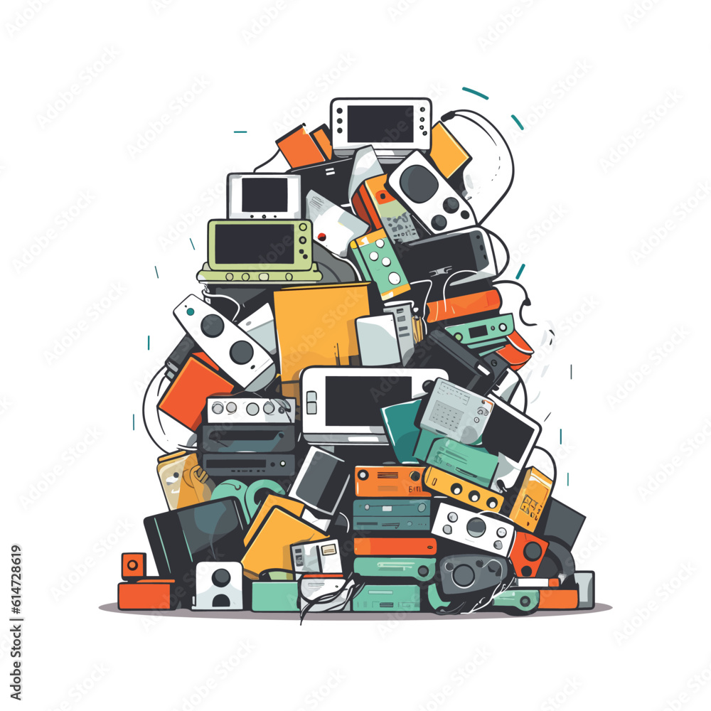 Poster Pile of e-waste vector isolated – Wall Art | UkPosters