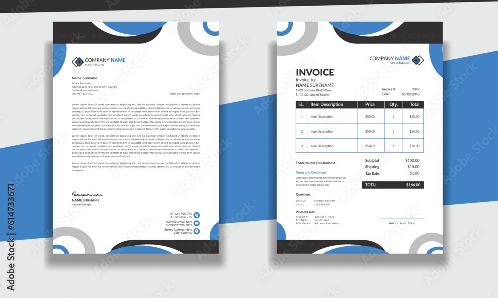 Corporate modern professional clean business invoice and letterhead ...