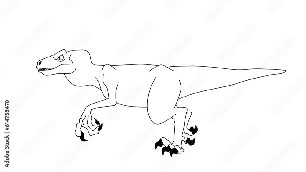 2d Hand Drawn Animation. Dinosaur T-rex Running, Cartoon Character ...