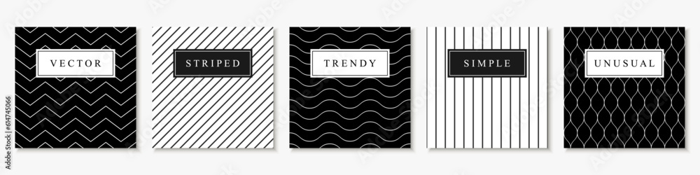 Set of seamless geometric black and white simple patterns. Vector ...