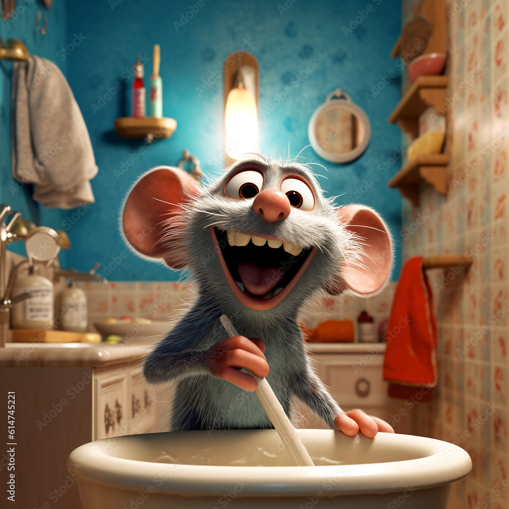 remy from disney's ratatouille brushing his teeth hd wallpaper Stock ...