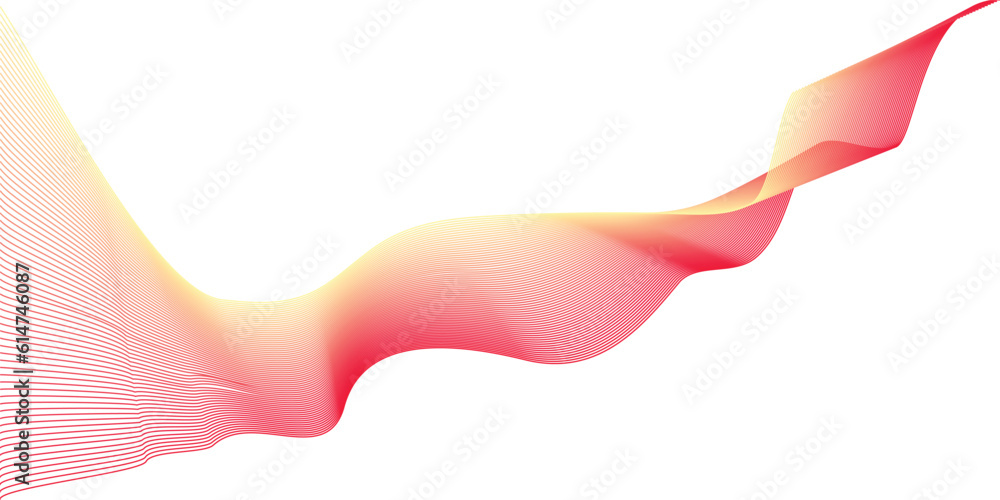 Red and yellow shade waves abstract shapes line art pattern background ...