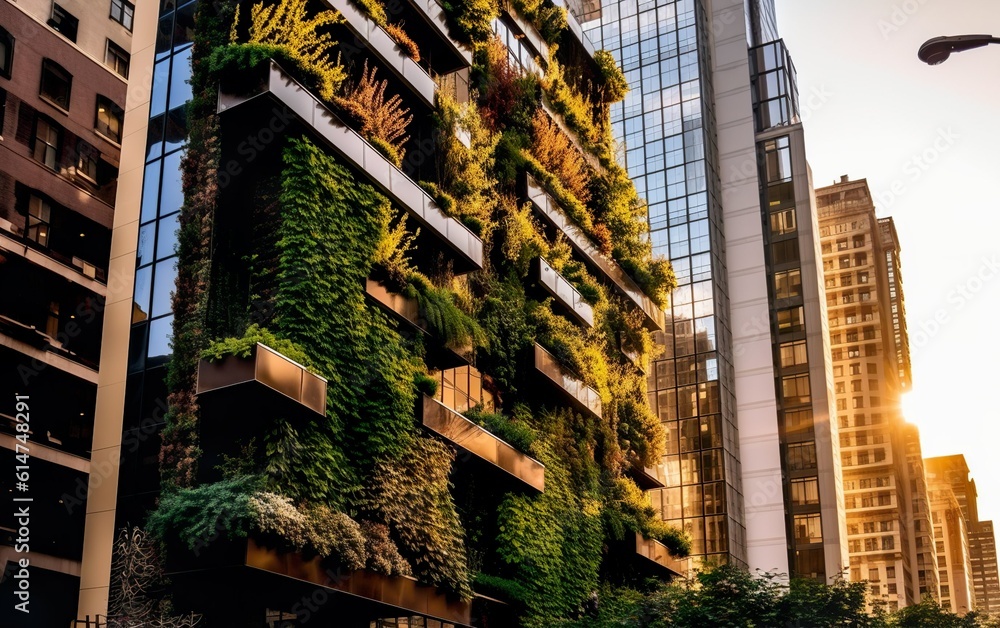 Foto de High-tech vertical garden installed on the side of a city ...