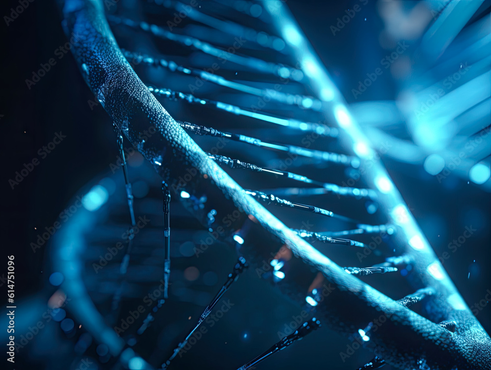 DNA digital, sequence, code structure with glow. Science concept and ...