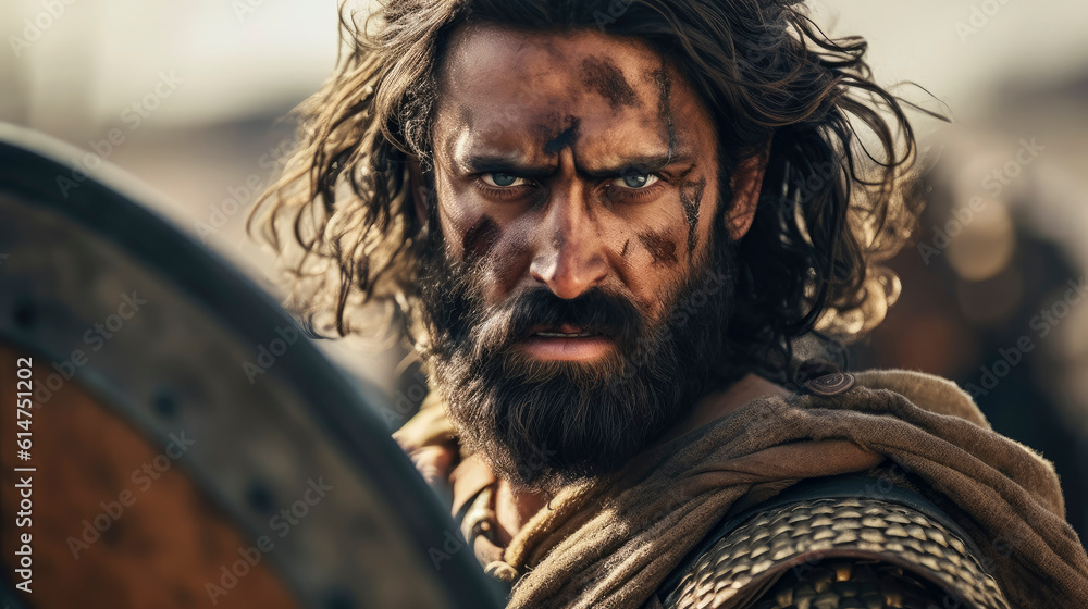 Portrait of Joshua, biblical leader and warrior of the Israelite tribes ...