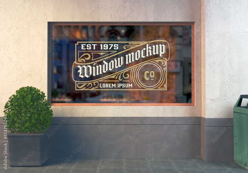 Window Sign Logo Mockup Stock Template | Adobe Stock