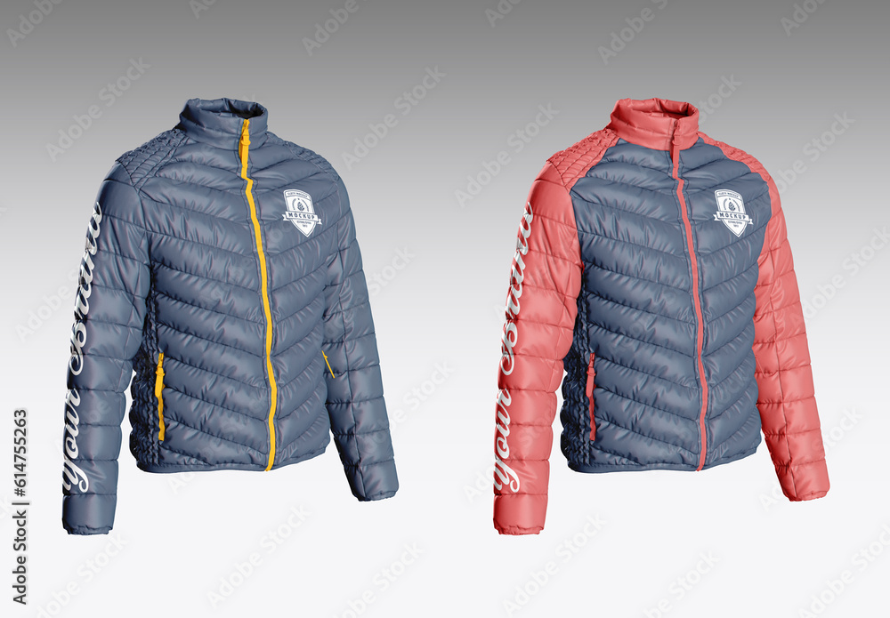 Padded Down Jacket Mockup Stock Template | Adobe Stock