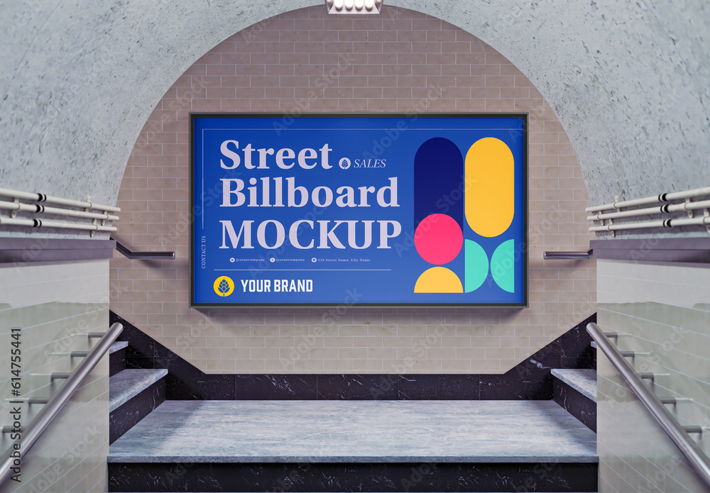 Subway Billboard Advertisement Scene Mockup Stock Template | Adobe Stock