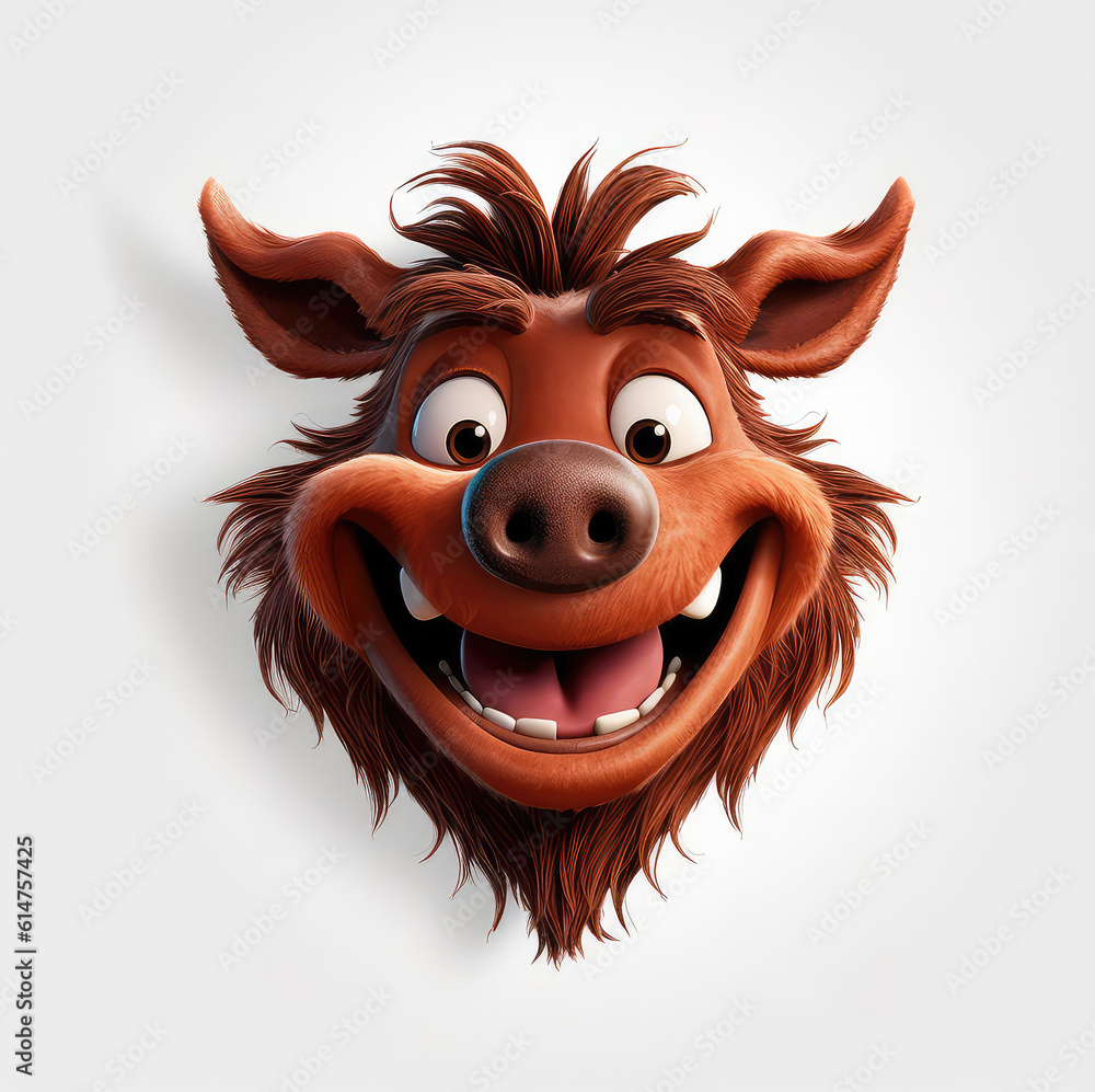 Cartoon boar mascot smiley face on white background Stock Illustration ...