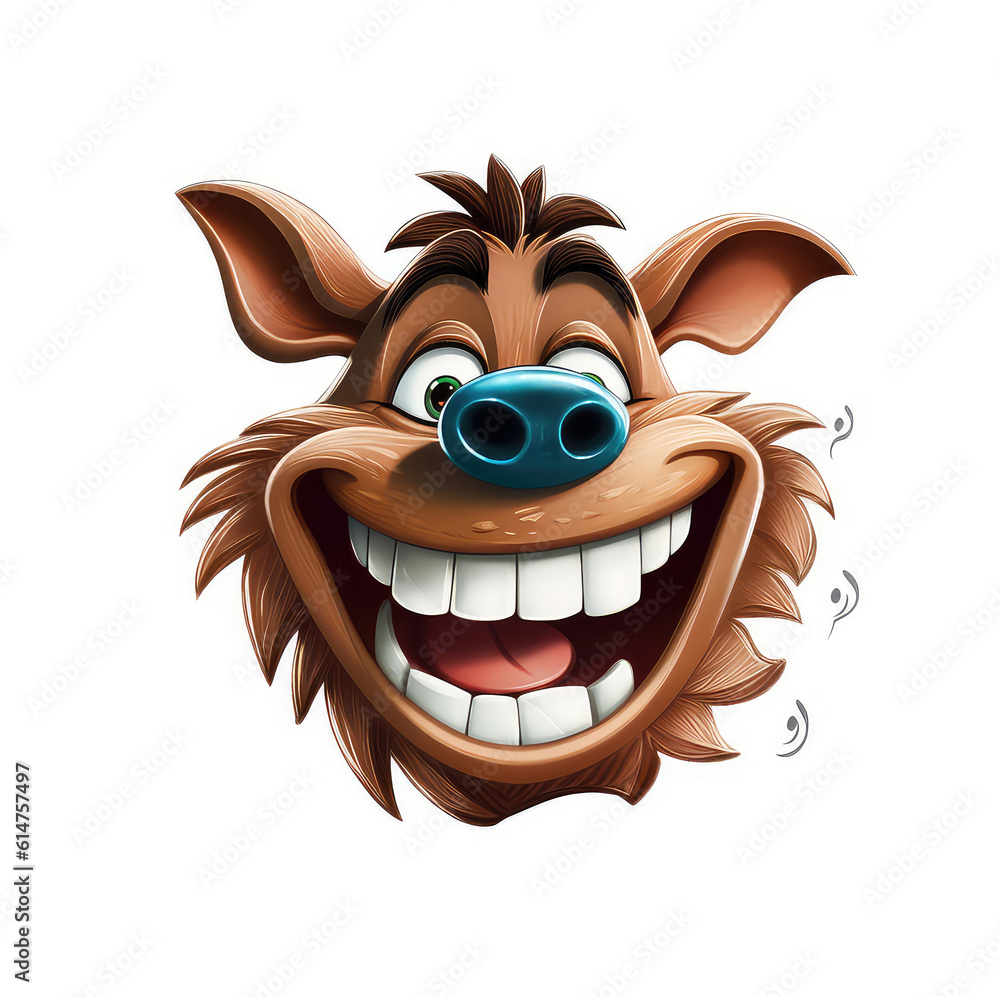 Cartoon boar mascot smiley face on white background Stock Illustration ...