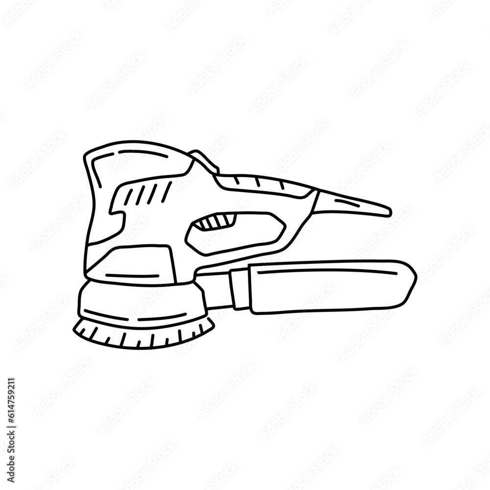 Sander tool vector illustration. Electric orbital instrument. Contour ...