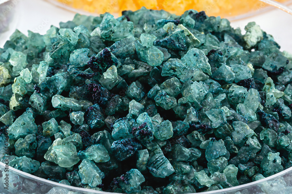 Molten chloride salts, crystals and crystallized rare earth sediments ...