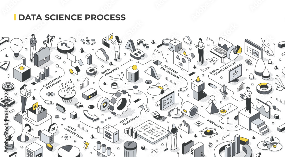 Data Science Process Isometric Illustration Stock Vector | Adobe Stock