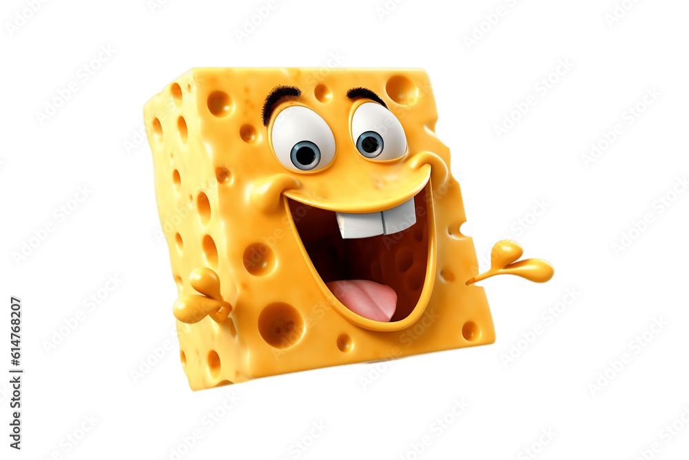 Cartoon character of Happy Cheeky Cheese on transparent background. AI ...