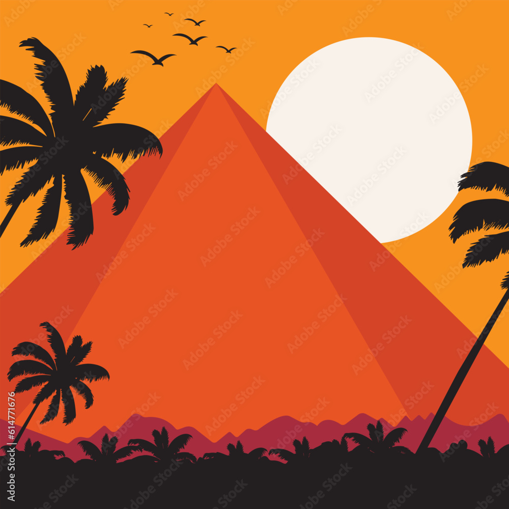 Summer Sunset Serenade Illustrate a Vector Landscape of a Beautiful ...