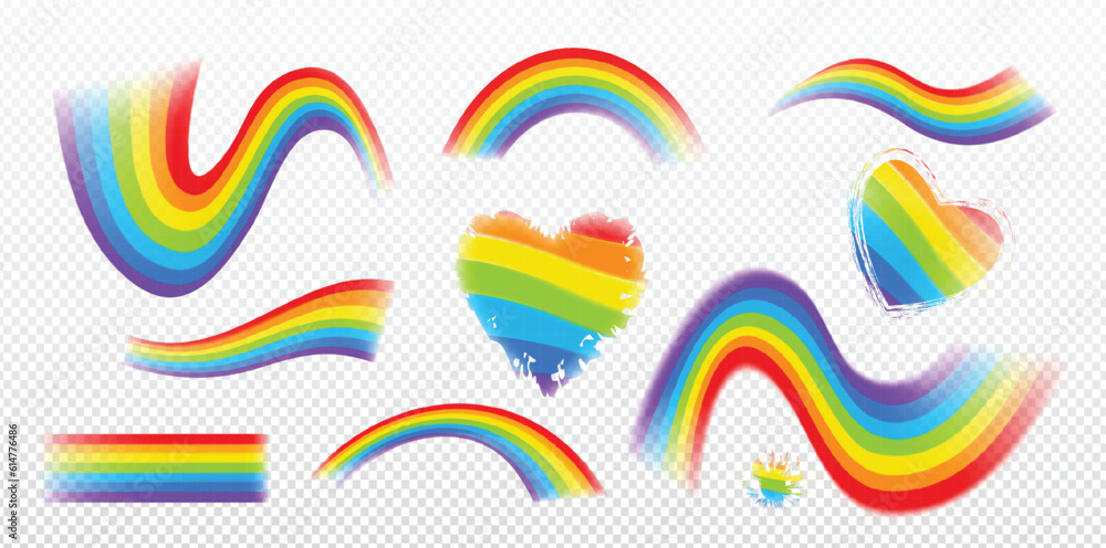 Vector set of LGBTQ community symbols with pride flags, gender signs ...