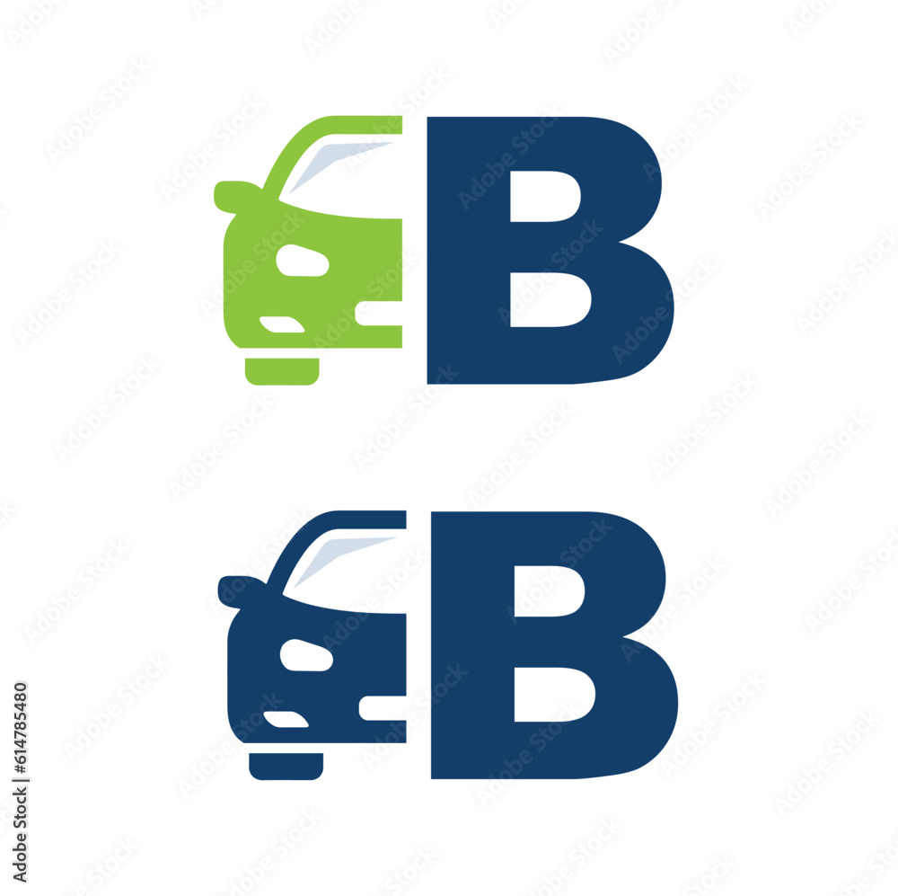 Car with letter B, vector, logo, template. Alphabet label symbol for ...
