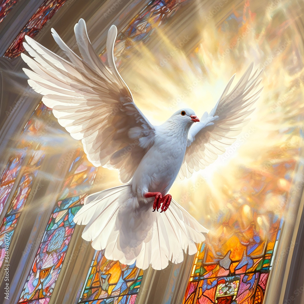 Graphic and biblical representation of the Holy Spirit in the form of a ...