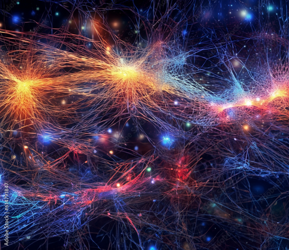 Neurons in a brain with a spark of fire, in the style of multilayered ...