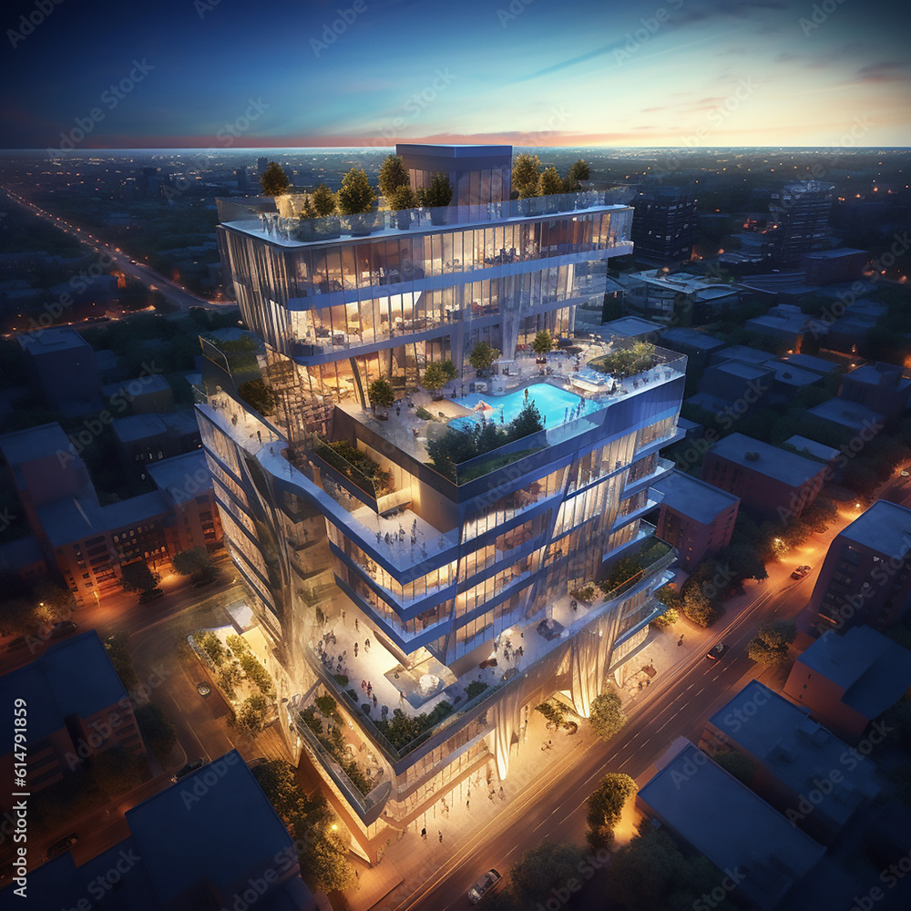 Stunning architecture mixed use high rise rendering created using ...