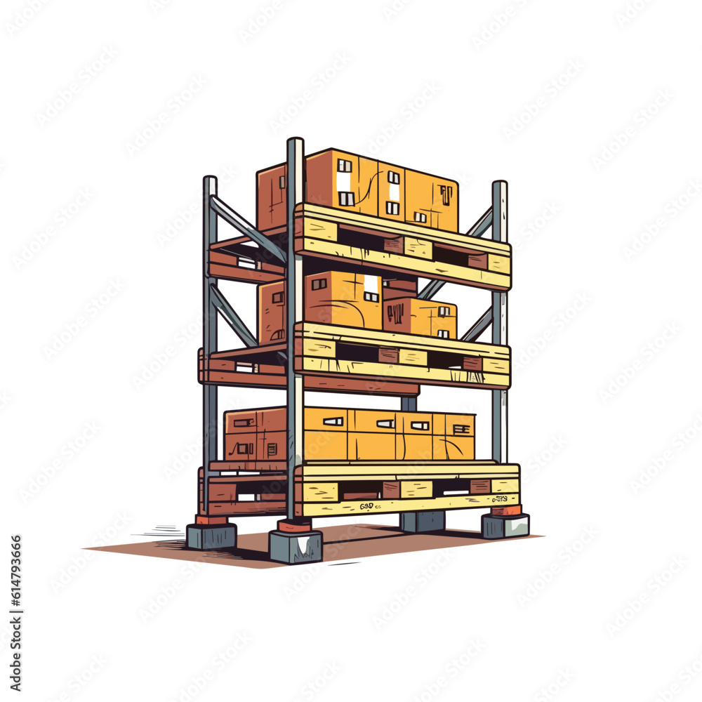 Playful cartoon Pallet rack sticker Illustrations in minimalist ...