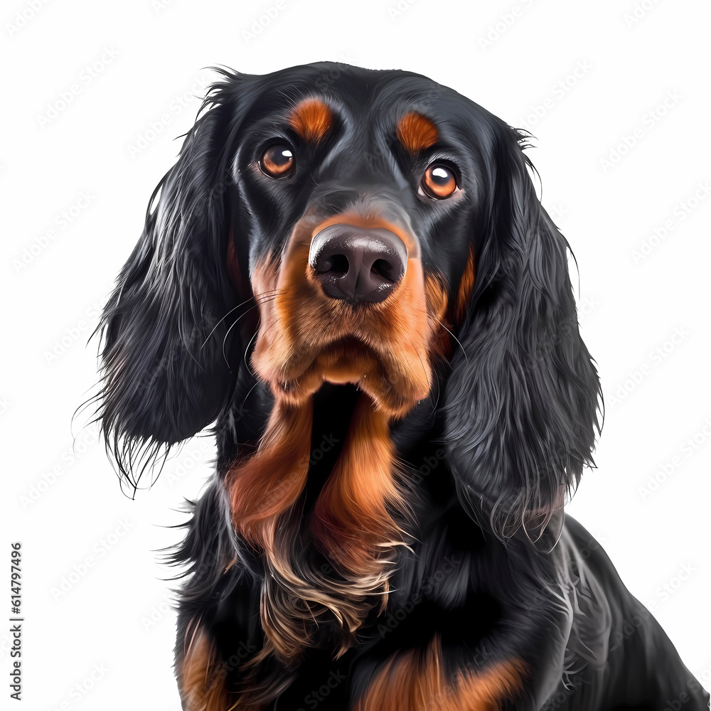Gordon Setter, white background , Ai generated Stock Illustration ...