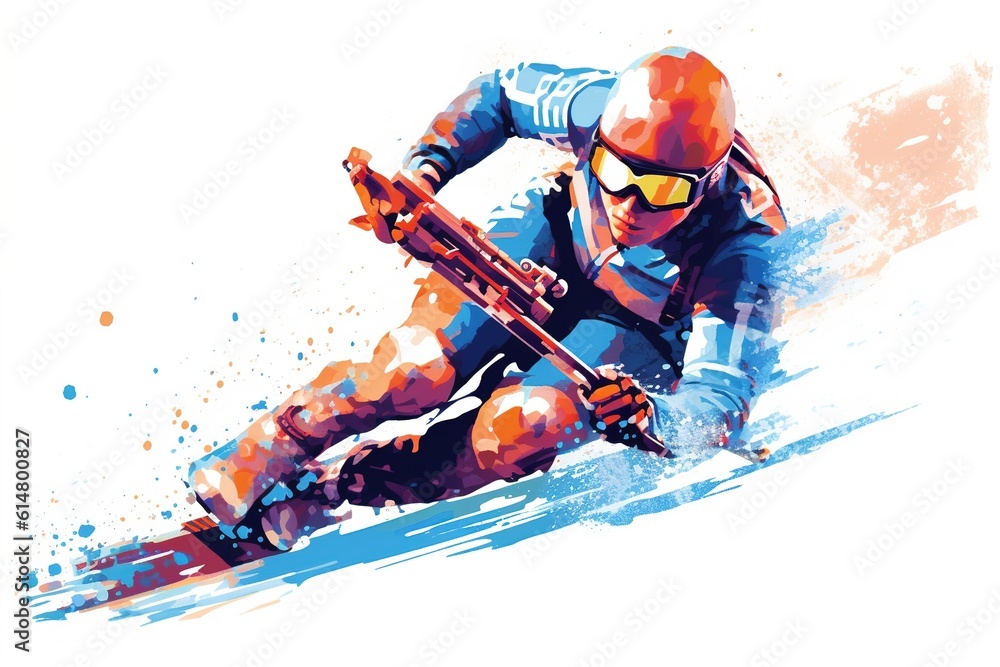 biathlon athlete drawing isolated on white background. AI generated ...
