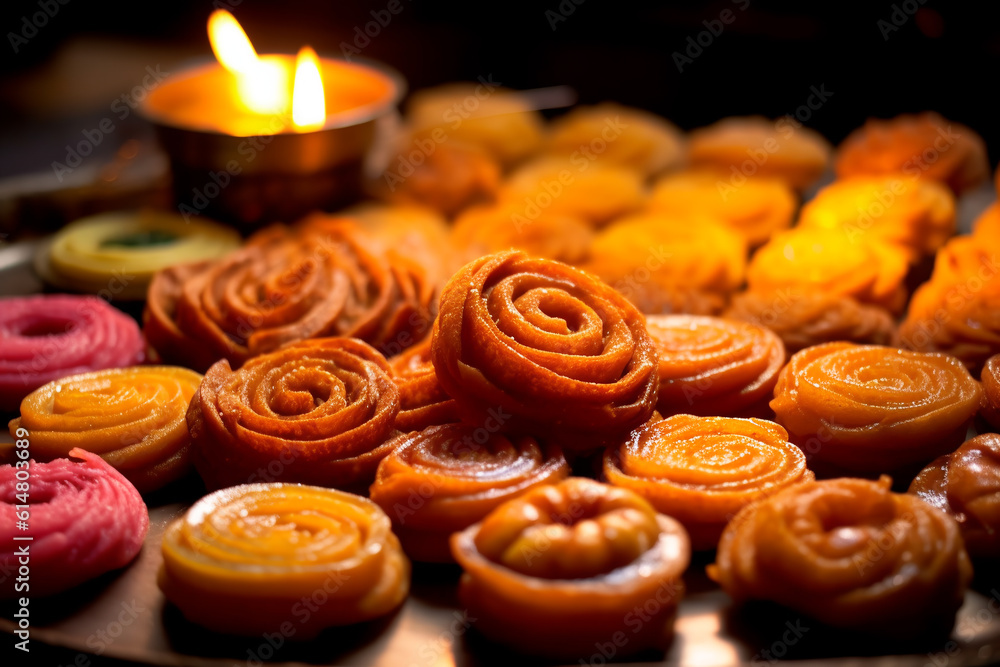 Diwali sweets jalebi Jhangiri Gujiya peda jndian Sweet dessert mithai ...