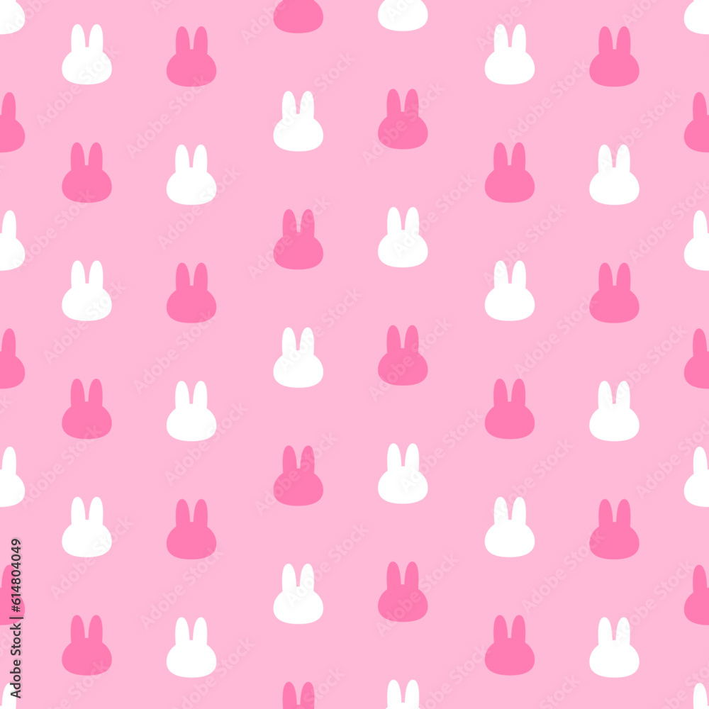 Cute pink bunny head seamless pattern vector illustration Stock Vector ...