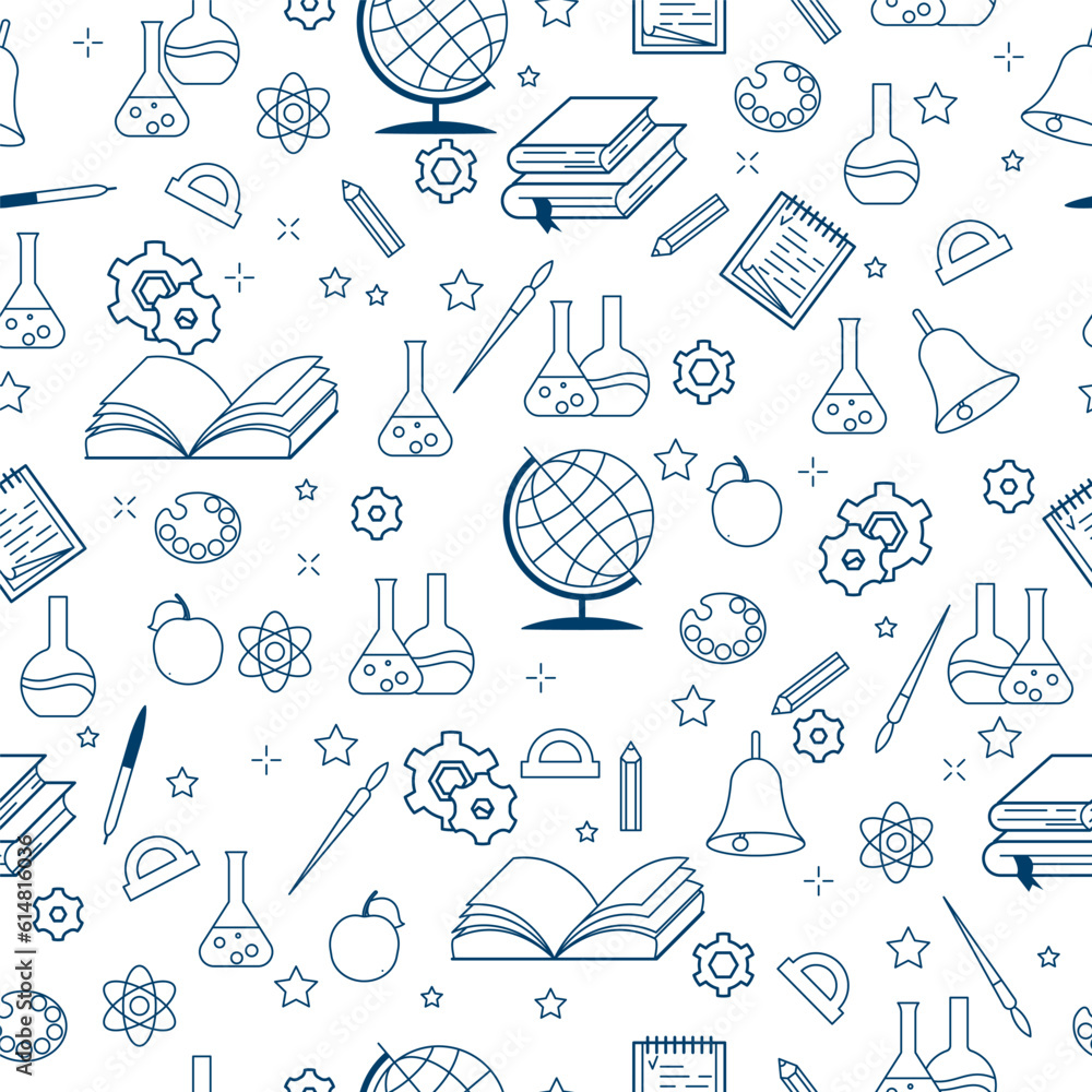 School background. Seamless background with on the theme of learning ...