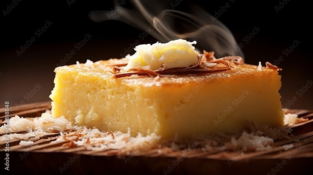 Cassava Cake: Moist and Sweet Fijian Delicacy Stock Illustration ...