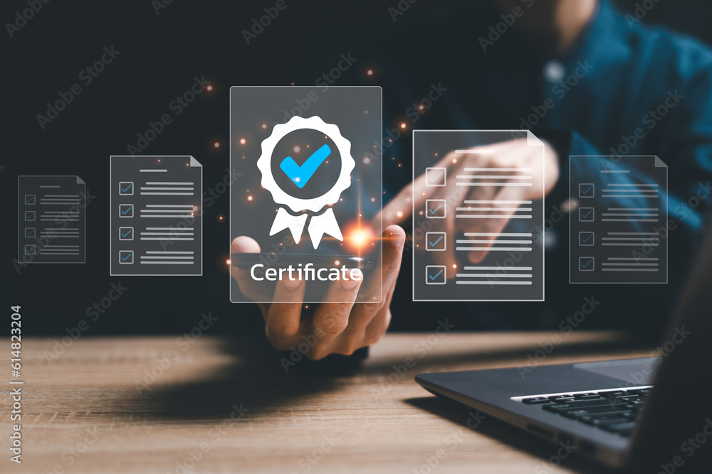 Business work and Assessment for the certificate concept, Business ...