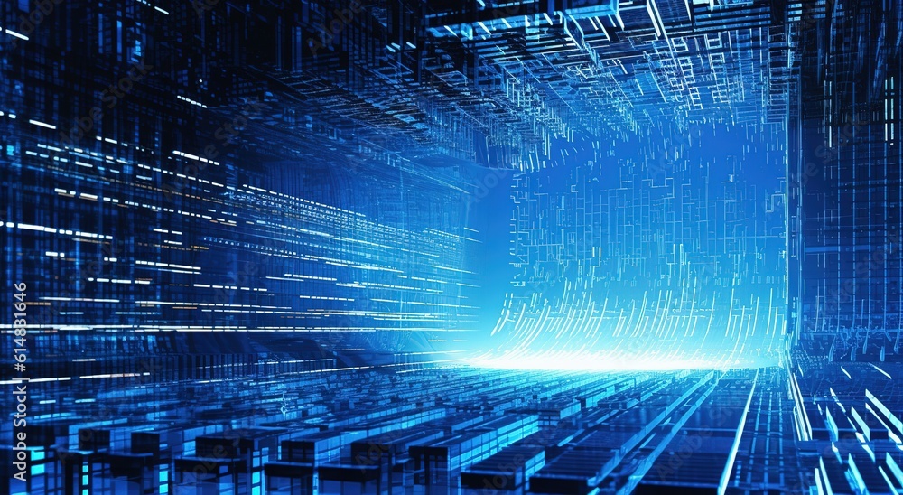 Futuristic data flow, data transfer technology. Cyberpunk, big data and ...